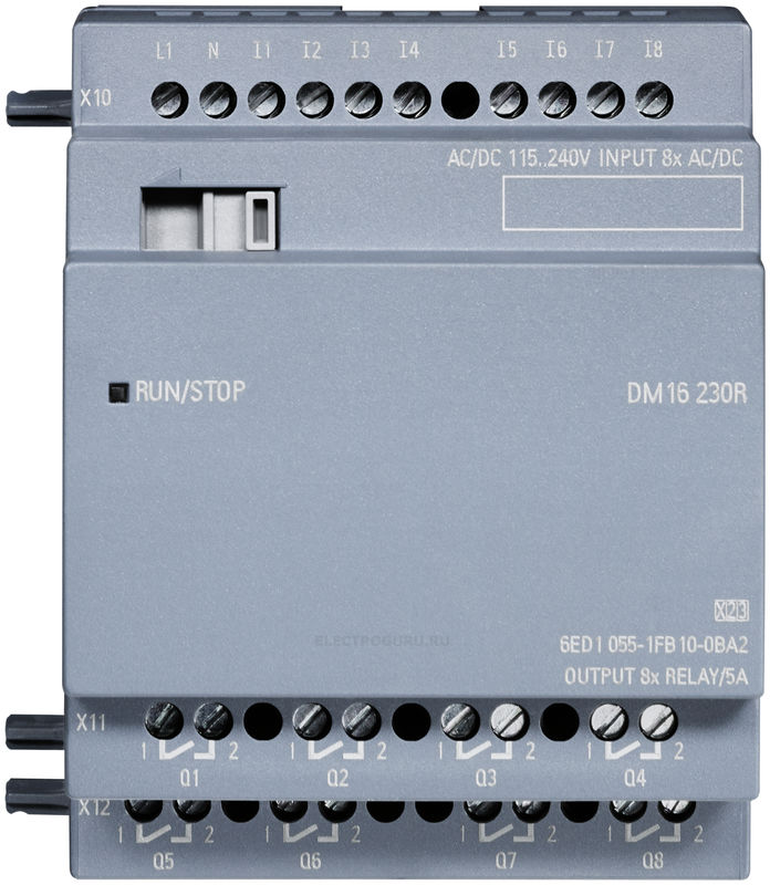 Дискретный модуль расширения Logo! DM16 230R, Uпит=115-240VAC/DC, 8 ...